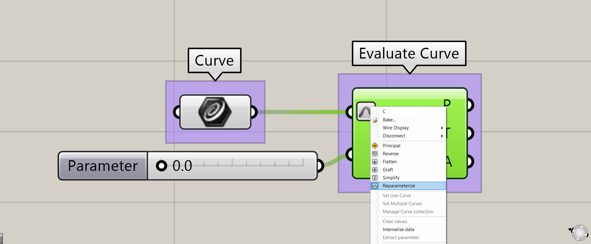 Grasshopper How To Use Evaluate Curve To Obtain Points And Vectors On 7256
