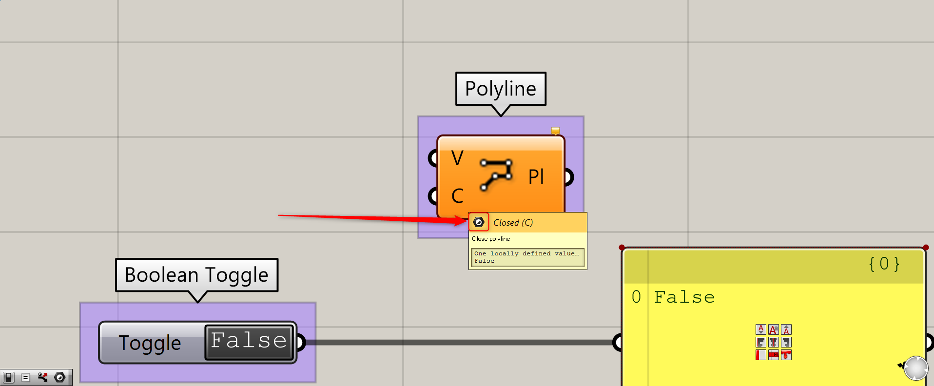 [Grasshopper] How to use Boolean Toggle to output True or False - IArchway