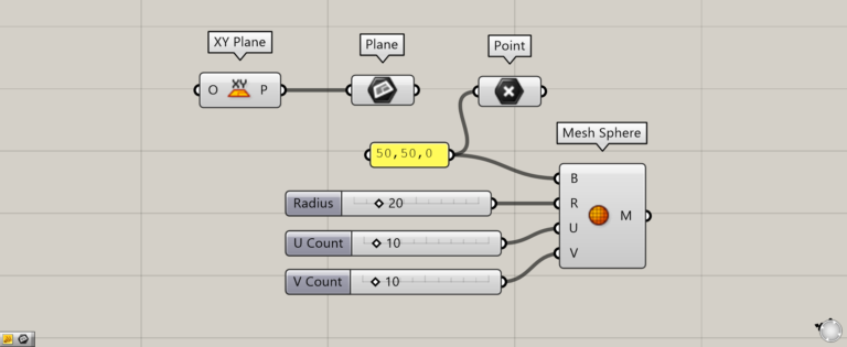 [Grasshopper]メッシュの球を作成するMesh Sphereの使い方 - IArchway