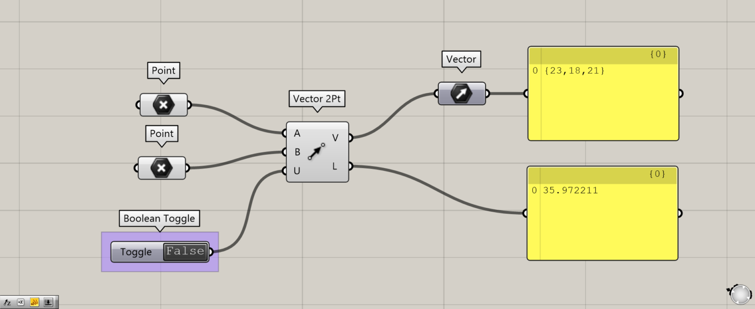 [Grasshopper]2つの点からベクトルを作成するVector 2Ptの使い方 - IArchway