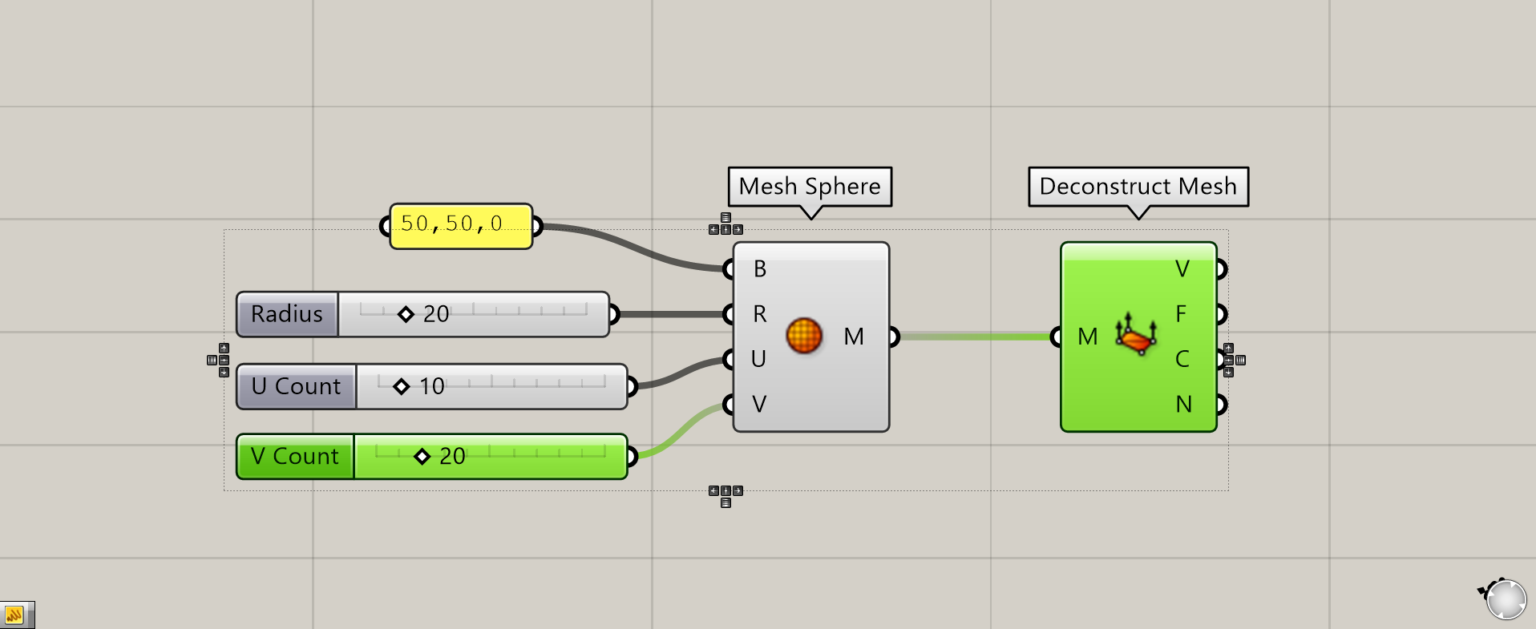 [Grasshopper]メッシュの球を作成するMesh Sphereの使い方 - IArchway