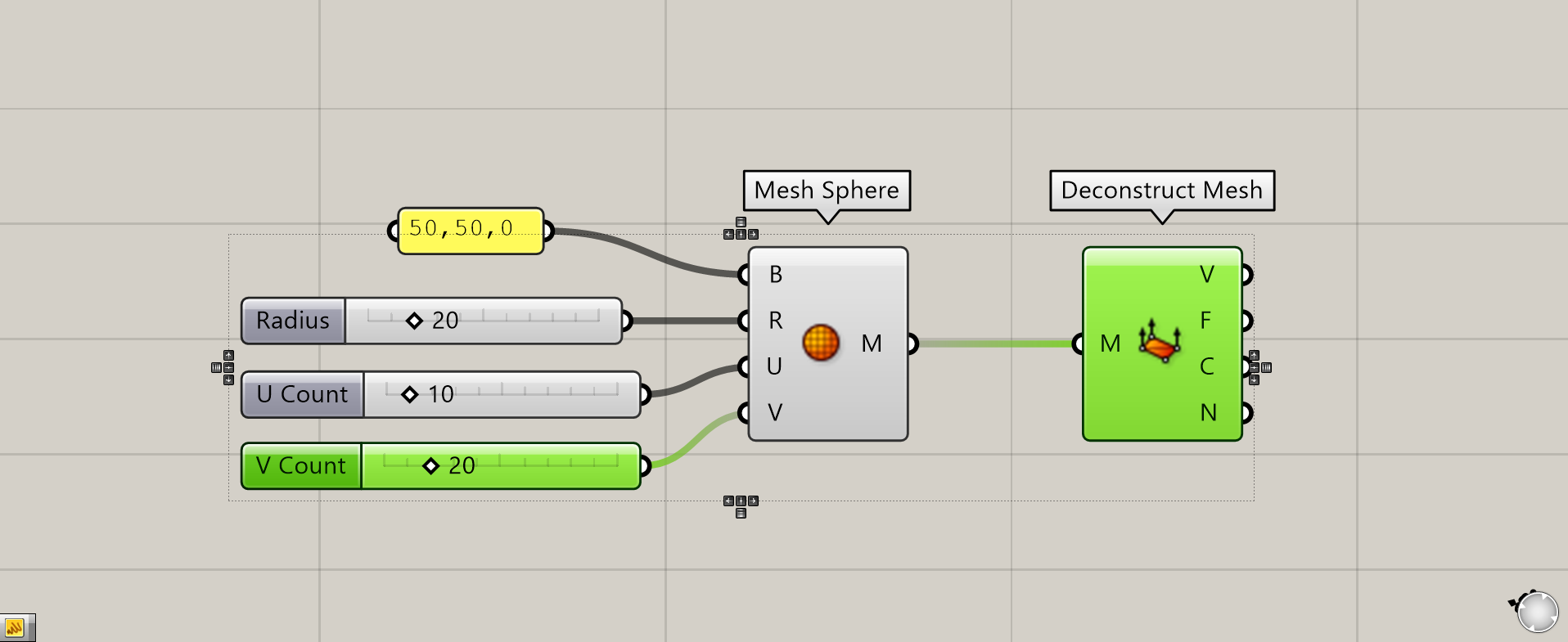 [Grasshopper]メッシュの球を作成するMesh Sphereの使い方 - IArchway