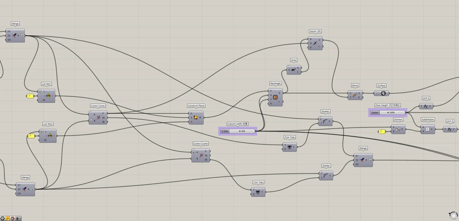 [Grasshopper] Automatic generation of columns and beams from a closed curve [Data download ...
