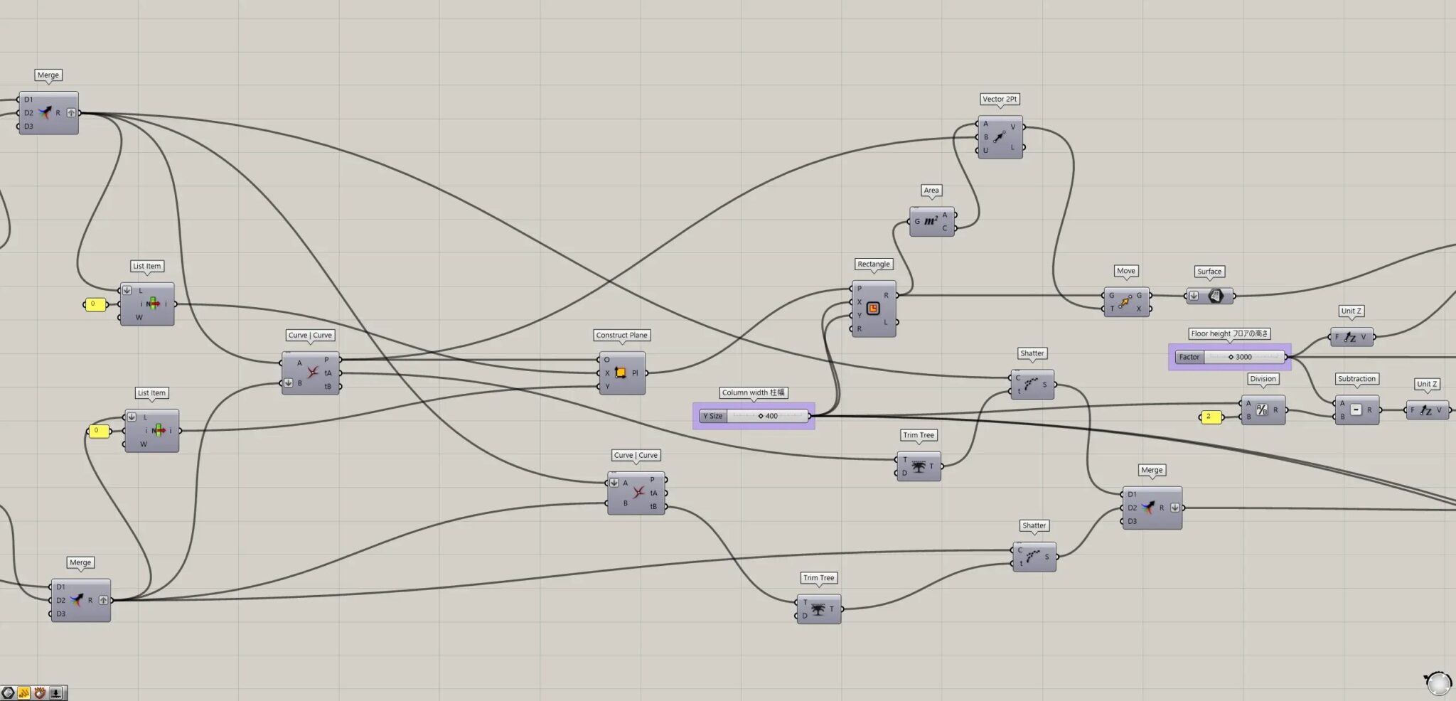 [Grasshopper] Automatic generation of columns and beams from a closed curve [Data download ...