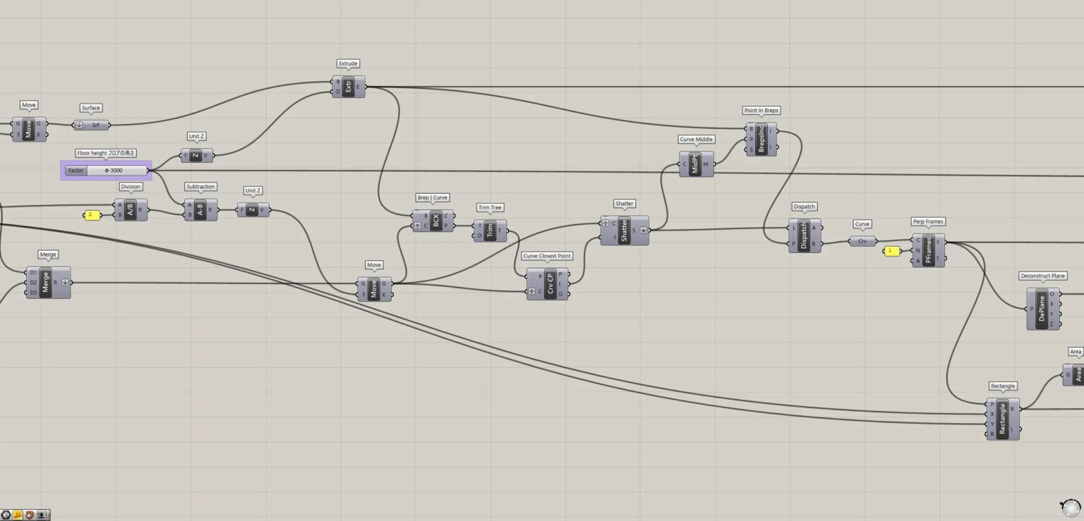 [Grasshopper] Automatic generation of columns and beams from a closed curve [Data download ...
