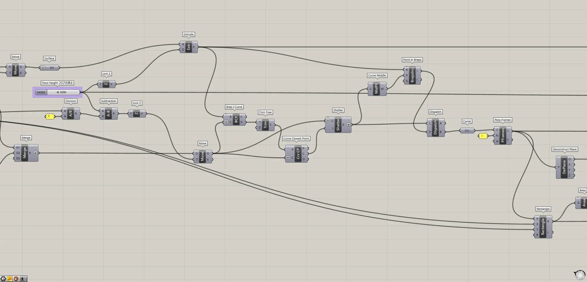 [Grasshopper] Automatic generation of columns and beams from a closed curve [Data download ...