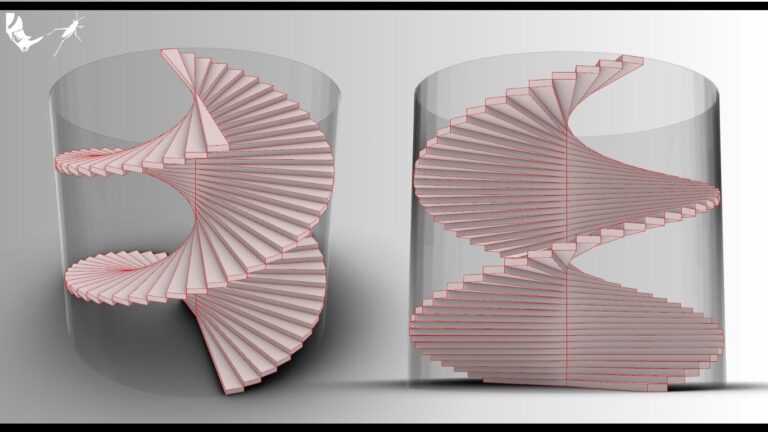 [Grasshopper] Spiral staircase combining two staircases [Data download ...